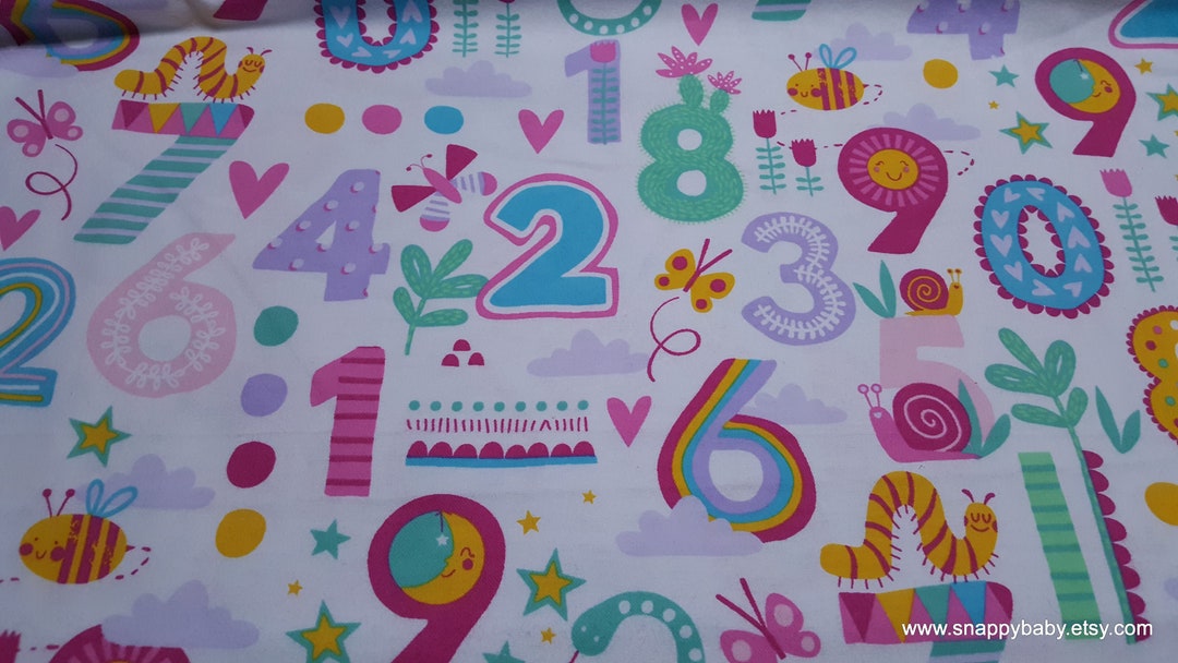 Flannel Fabric - Patterned Numbers - by the Yard - 100% Cotton Flannel ...