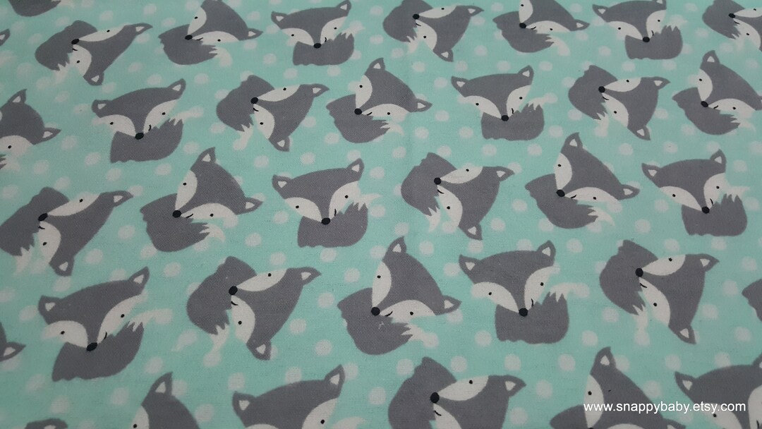 Flannel Fabric - Tossed Fox Mint - by the Yard - 100% Cotton Flannel - Etsy