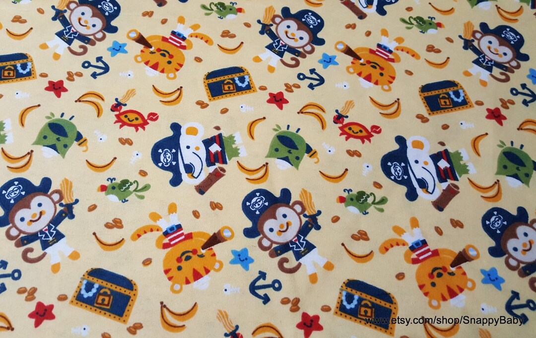 Flannel Fabric - Captain Monkey - by the Yard - 100% Cotton Flannel - Etsy