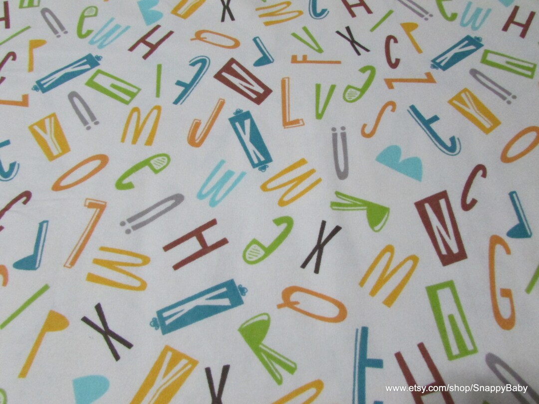 Flannel Fabric - Zoo Time Alphabet - by the Yard - 100% Cotton Flannel ...