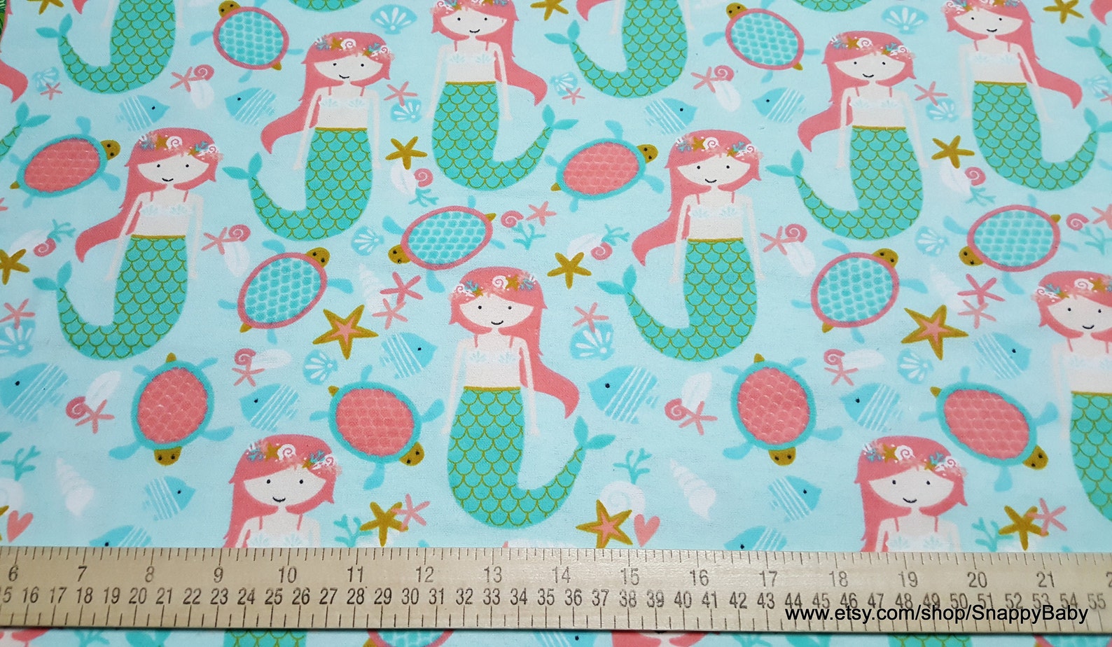 Flannel Fabric Mermaid Sea Party by the Yard 100% Cotton - Etsy