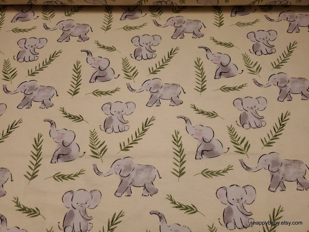 Flannel Fabric - Sweet Elephants on Yellow - by the Yard - 100% Cotton ...