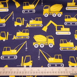 Flannel Fabric - Construction Time Navy - by the Yard - 100% Cotton ...