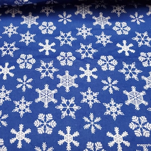 Christmas Flannel Fabric - Fancy Snowflakes on Blue - by the Yard - 100 ...