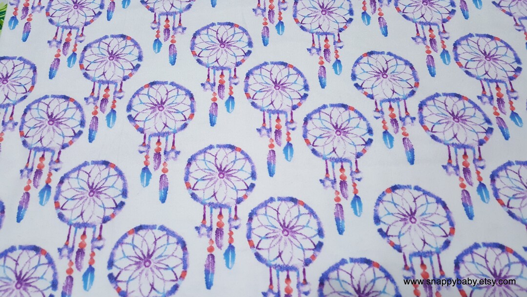 Flannel Fabric - Watercolor Dreamcatchers - by the Yard - 100% Cotton ...