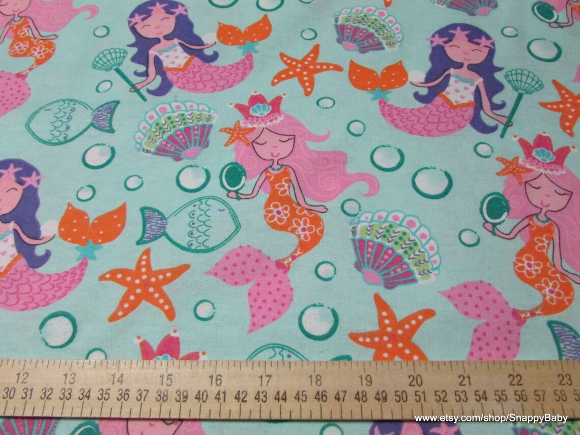 Flannel Fabric Pretty Mermaids by the Yard 100% Cotton - Etsy
