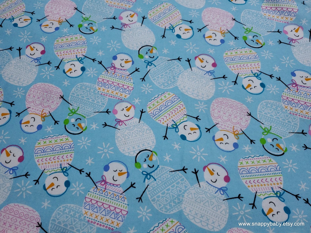 Christmas Flannel Fabric - Happy Pattern Trap Snowmen - by the Yard ...