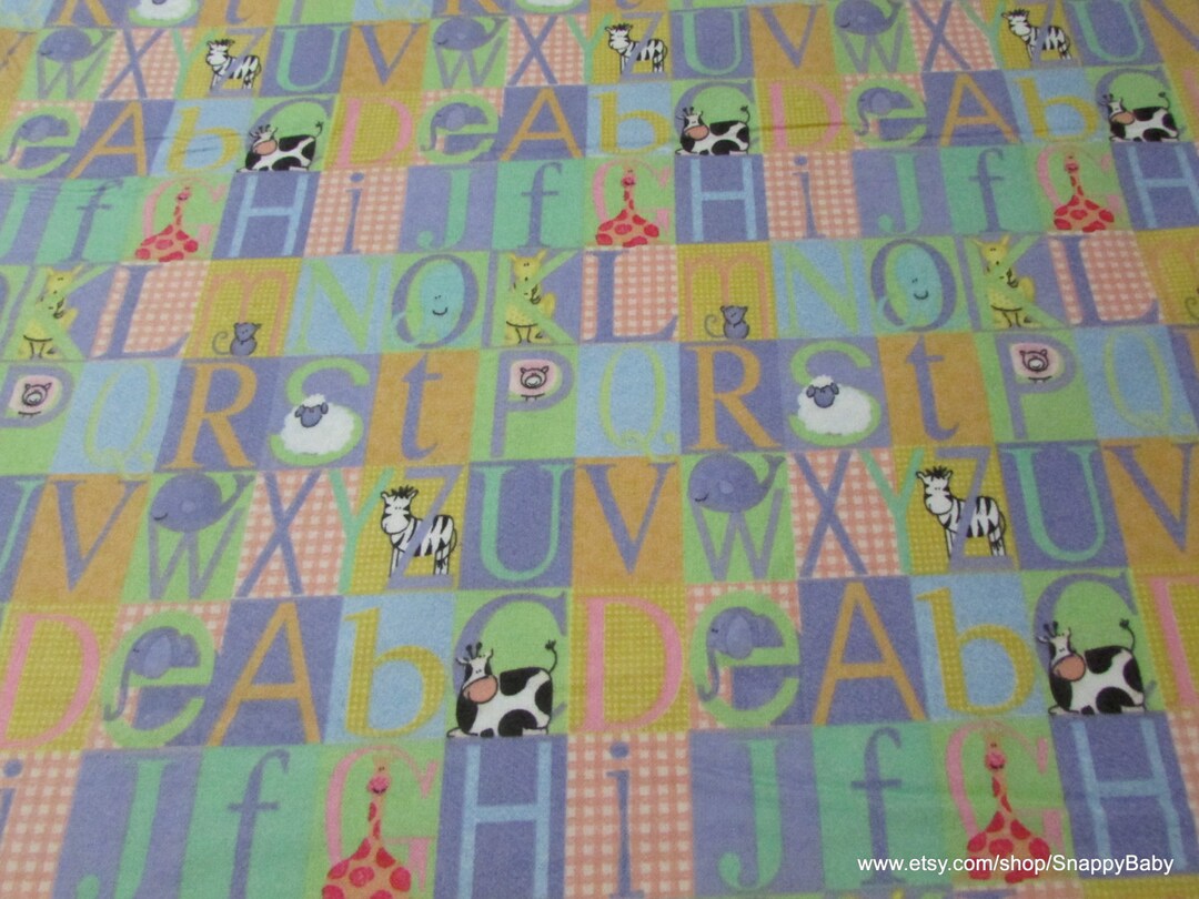 Flannel Fabric - Alphabet in Squares - by the Yard - 100% Cotton ...