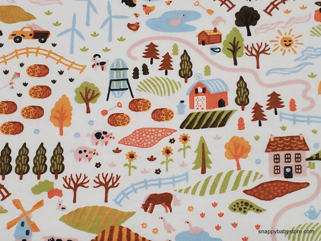 Flannel Fabric - Farm Land - by the Yard - 100% Cotton Flannel - Etsy