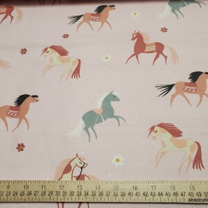 Flannel Fabric - Pretty Horses Light Pink - by the Yard - 100% Cotton ...