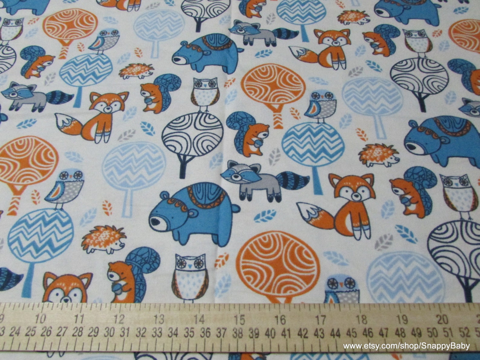 Flannel Fabric - Folk Forest Creatures - by the Yard - 100% Cotton ...