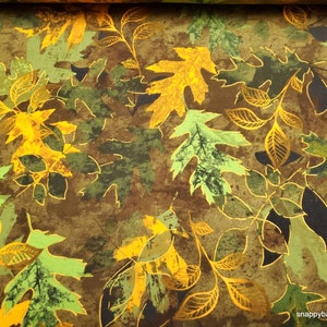 Premium Flannel Fabric - Autumn Comfort Leafy Splendor Olive Green ...