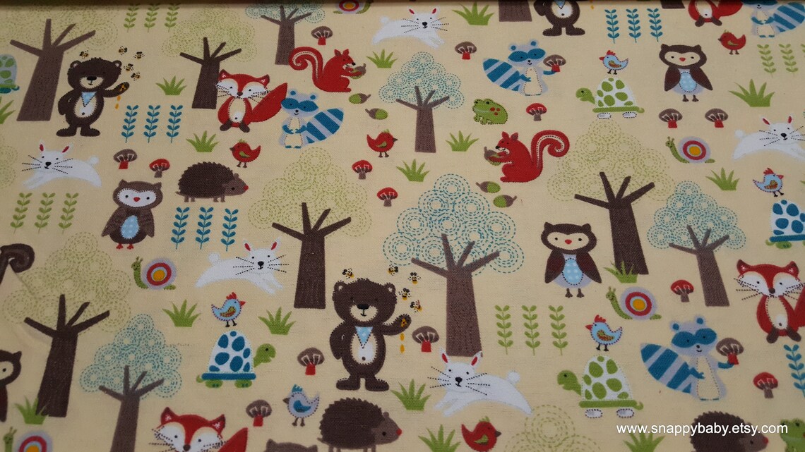Flannel Fabric - Woodland Forest Friends - by the Yard - 100% Cotton ...