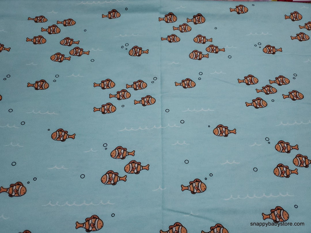 Flannel Fabric - Go Fish Clownfish - by the Yard - 100% Cotton Flannel ...