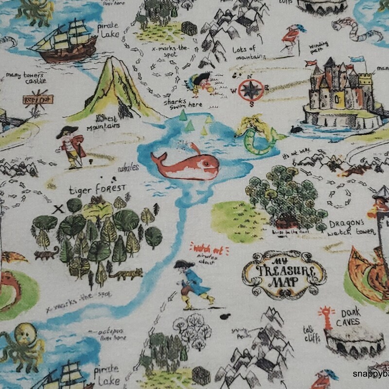 Ocean Map Fabric - Etsy