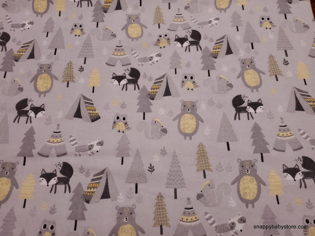 Flannel Fabric - Timber Pals Gray - by the Yard - 100% Cotton Flannel ...