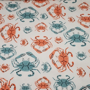 Flannel Fabric - Crabs on White - by the Yard - 100% Cotton Flannel - Etsy
