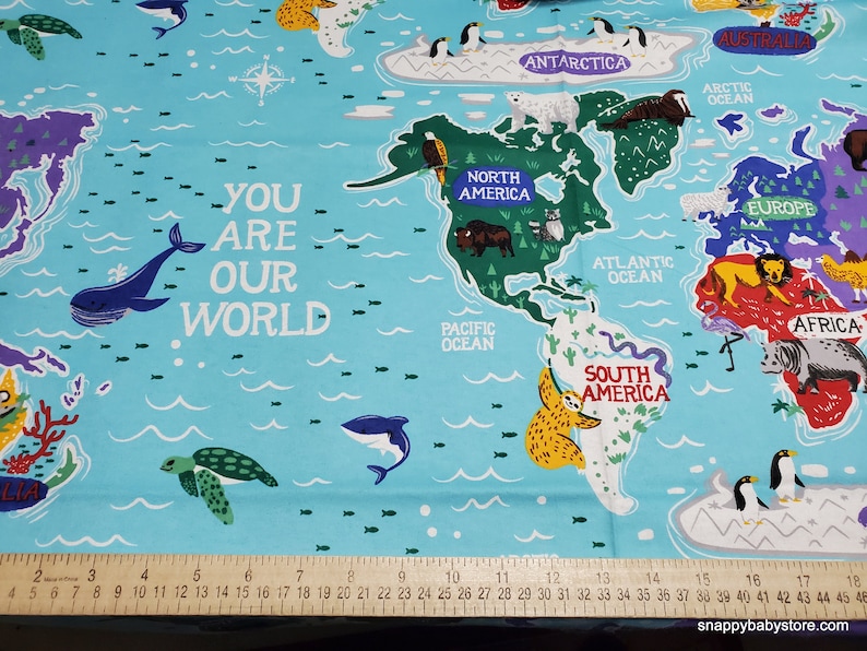 Flannel Fabric World Map Allover by the Yard 100% Cotton - Etsy