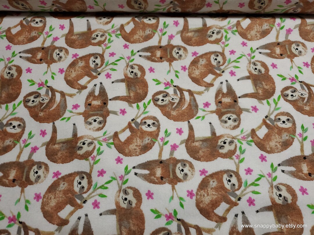 Flannel Fabric - Sloths - by the Yard - 100% Cotton Flannel - Etsy