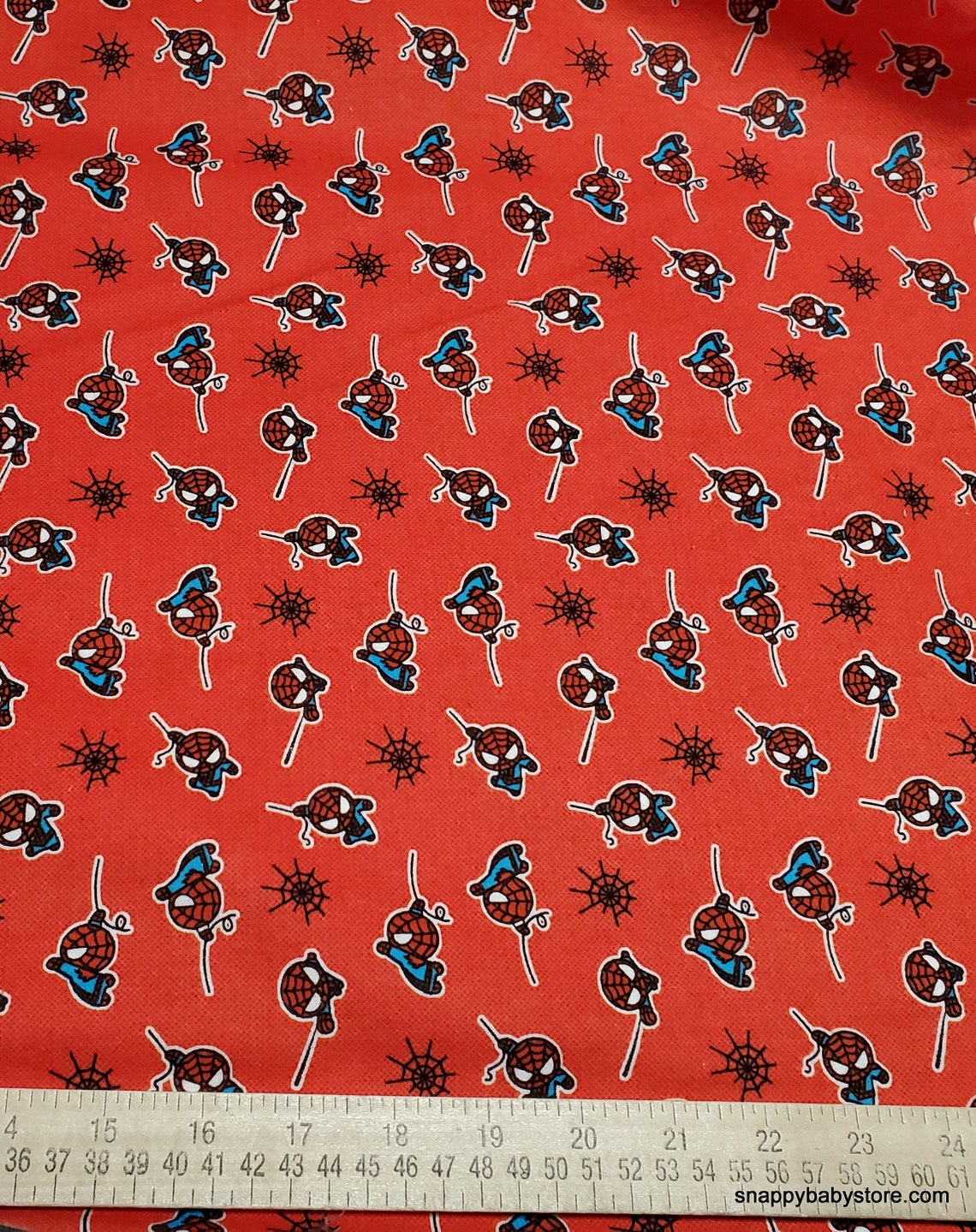 Character Flannel Fabric - Spiderman Kawaii on Red - by the Yard - 100% ...