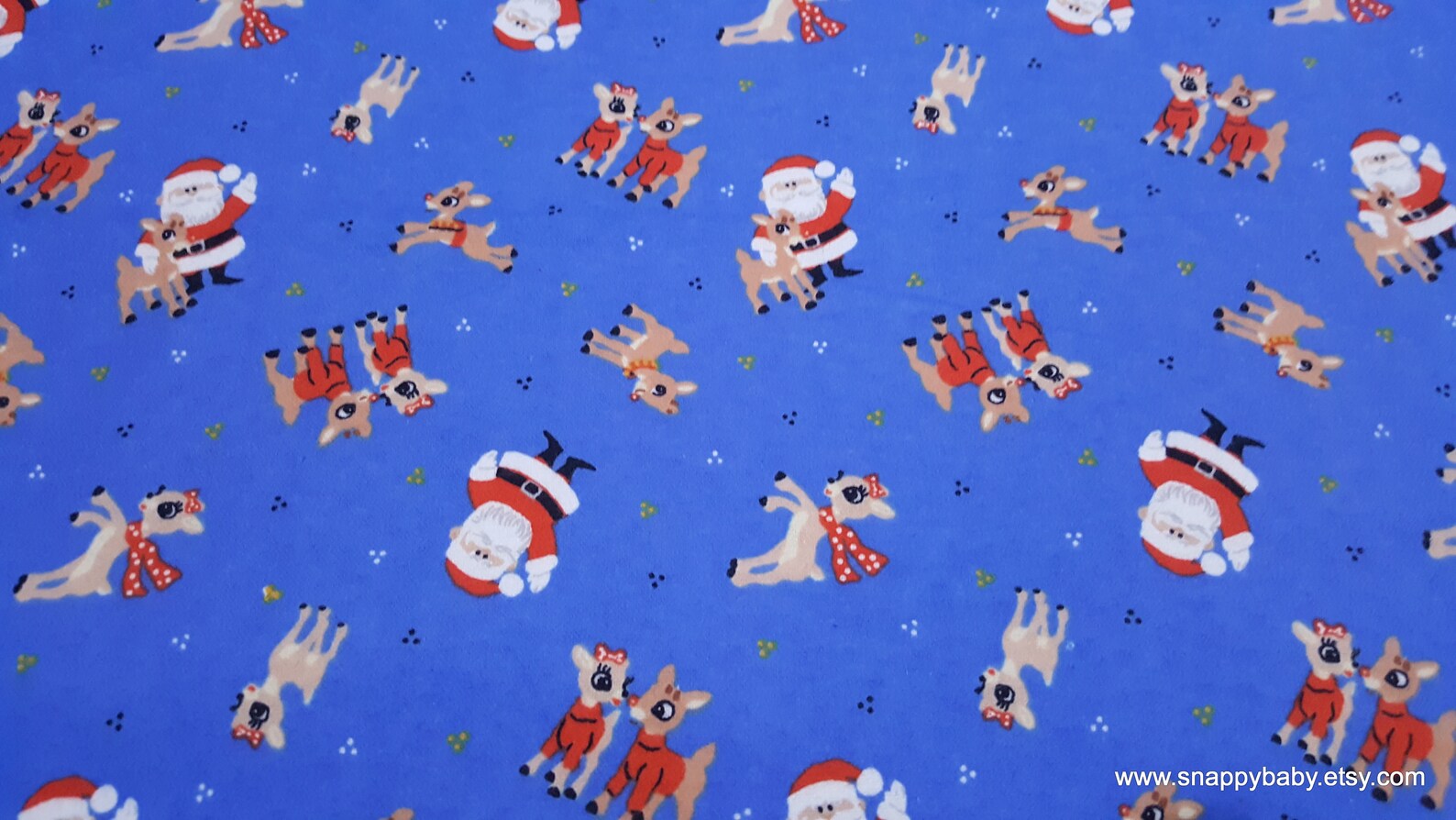 Character Christmas Flannel Fabric - Rudolph and Santa - by the Yard ...