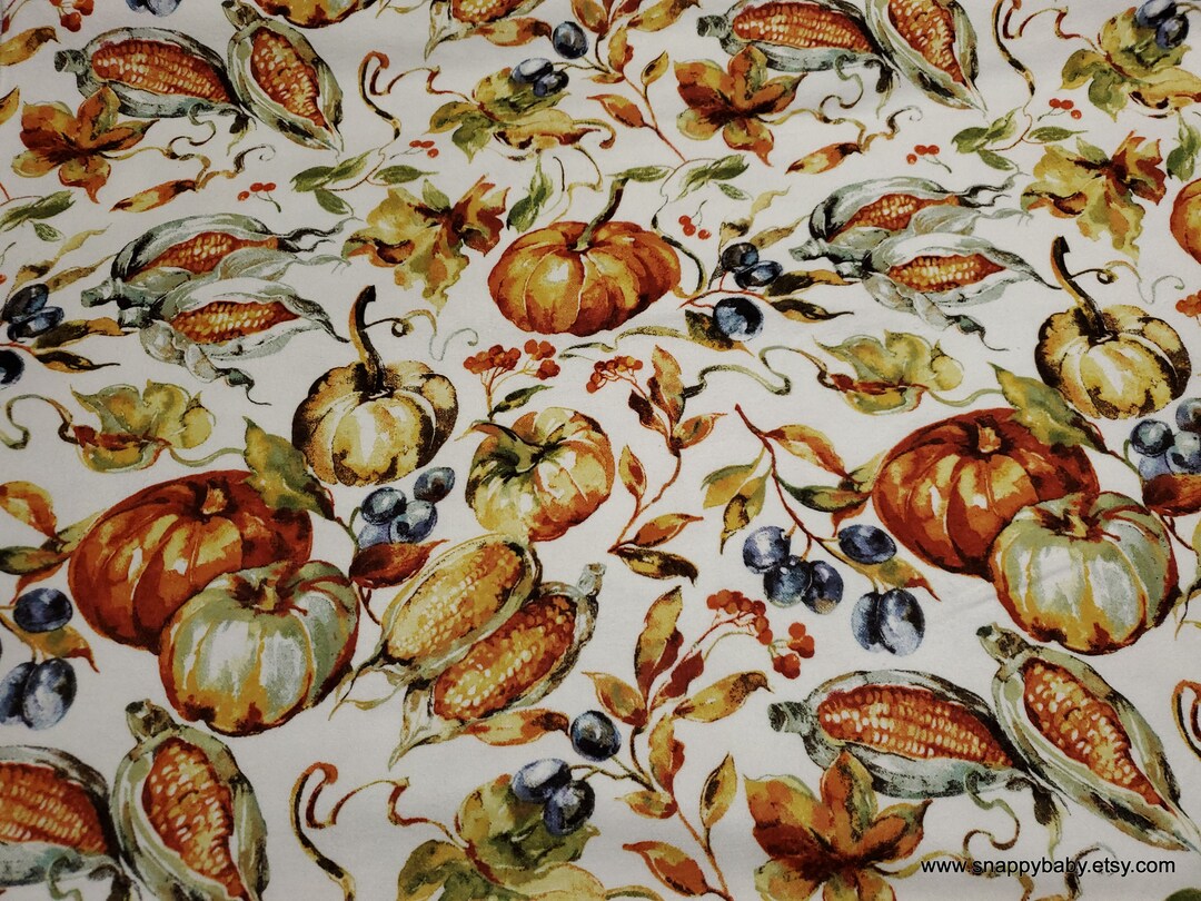 Flannel Fabric - Fall Harvest Pumpkin - by the Yard - 100% Cotton ...