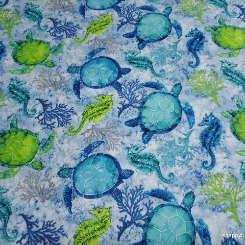Flannel Fabric Bright Ocean Fish by the Yard 100% Cotton - Etsy