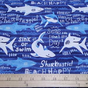 Flannel Fabric - Sharktastic - by the Yard - 100% Cotton Flannel - Etsy