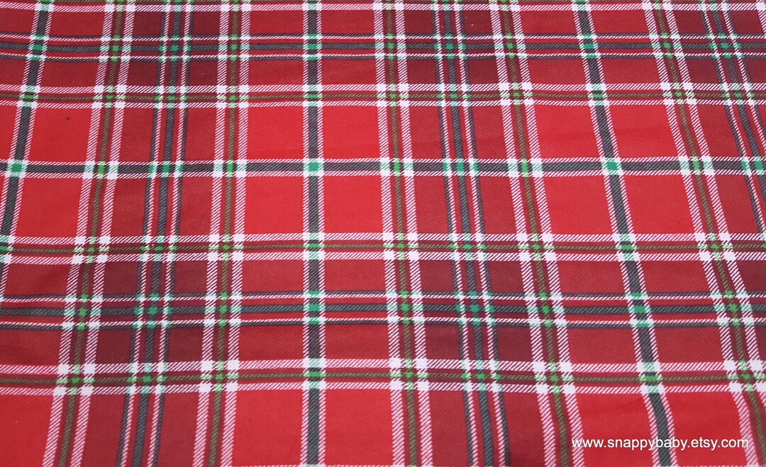 Christmas Flannel Fabric - Holly Plaid - by the Yard - 100% Cotton ...