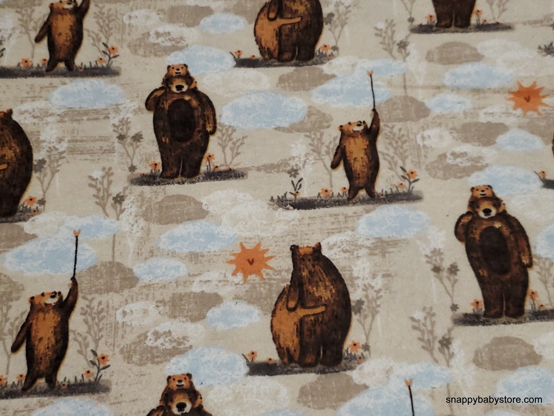 Flannel Fabric - Baby Bear Allover - by the Yard - 100% Premium Cotton ...