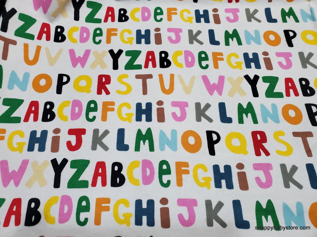 Flannel Fabric - Alphabet Letters in Line - by the Yard - 100% Cotton ...