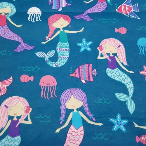 Flannel Fabric Bright Ocean Fish by the Yard 100% Cotton - Etsy