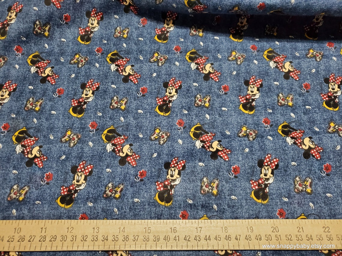 Flannel Fabric Disney Minnie Mouse Floral Allover by the - Etsy