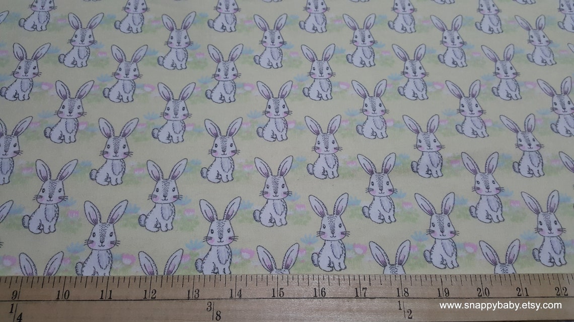 Flannel Fabric Bunny Yellow by the Yard 100% Cotton | Etsy