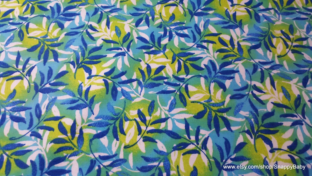 Flannel Fabric - Blue Green Foliage - by the Yard - 100% Cotton Flannel ...