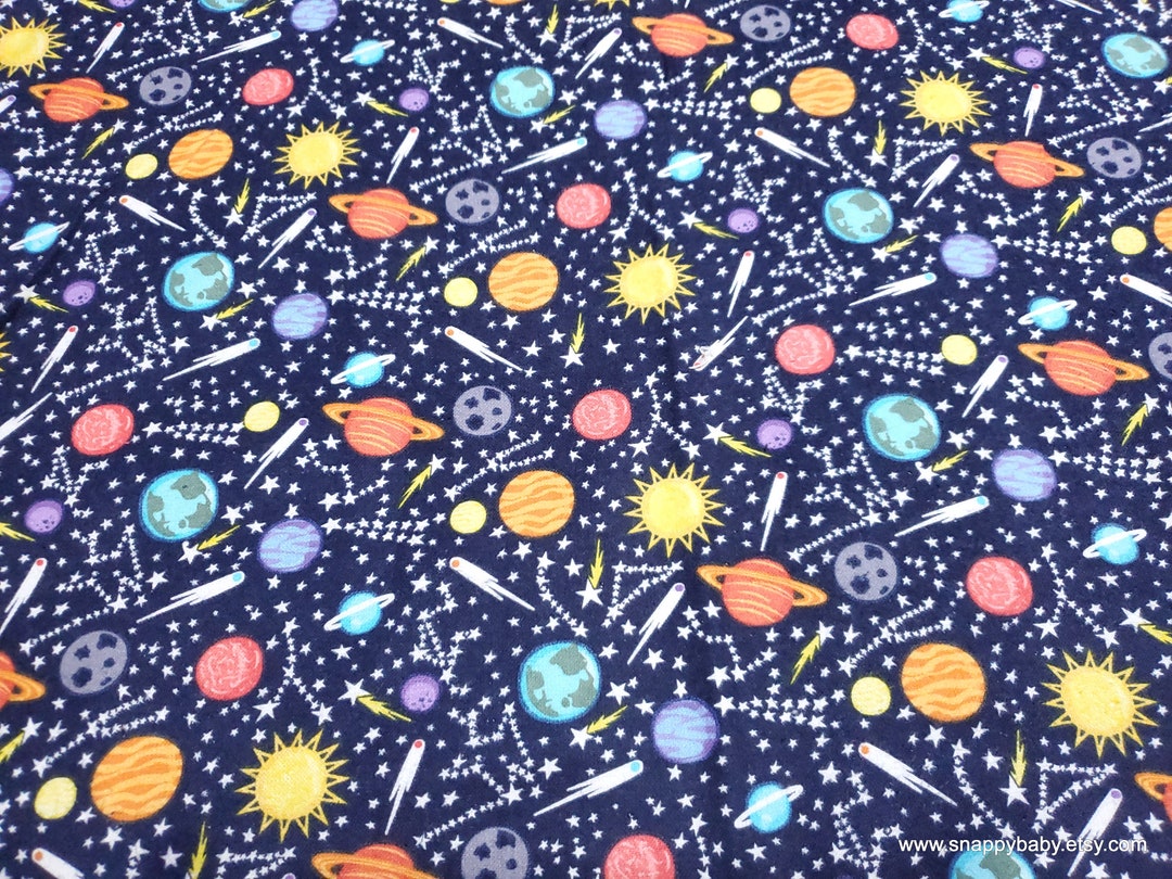 Flannel Fabric - Planets - by the Yard - 100% Cotton Flannel - Etsy