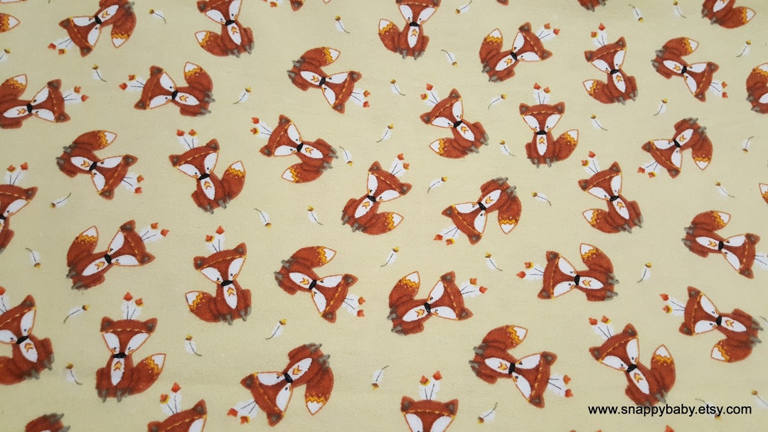 Flannel Fabric - Foxes With Feathers - by the Yard - 100% Cotton ...