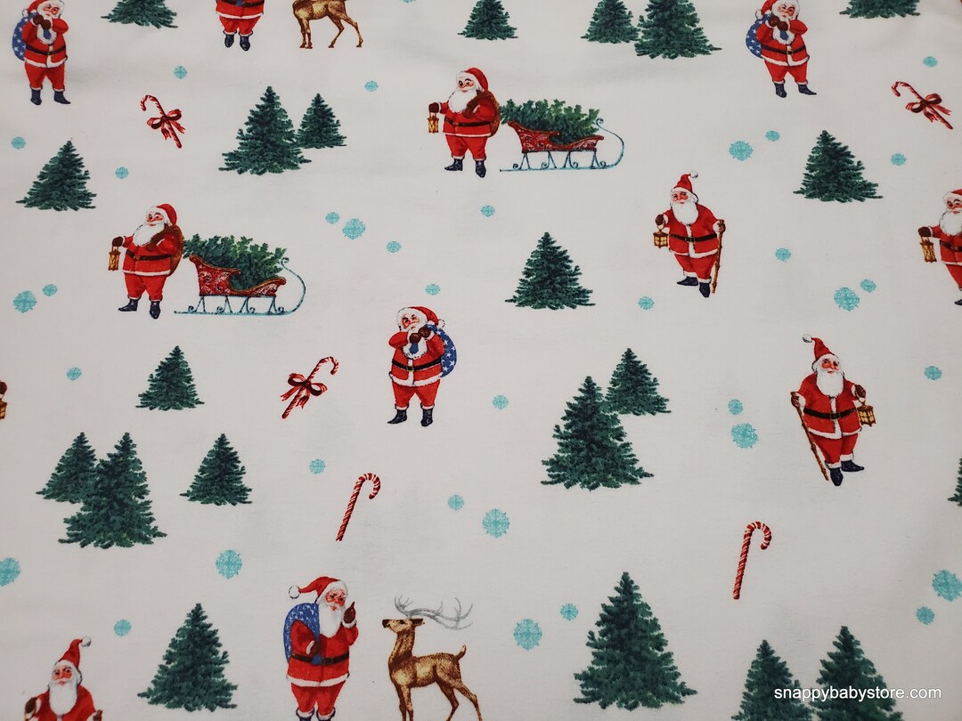 Christmas Flannel Fabric - Santa Scenic - by the Yard - 100% Cotton ...
