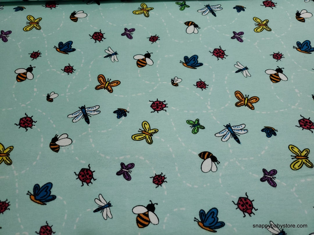 Flannel Fabric - Colorful Insects - by the Yard - 100% Cotton Flannel ...