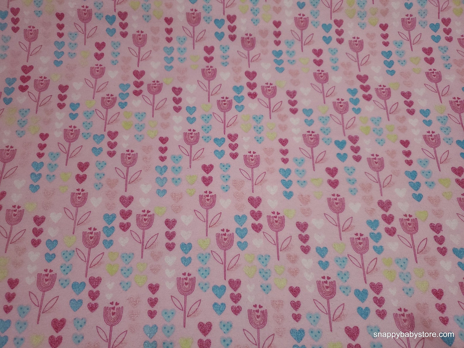 Flannel Fabric Flowers and Hearts Pink by the Yard 100% - Etsy