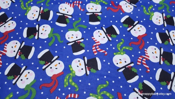 Christmas Flannel Fabric Colorful Snowman Faces By the | Etsy