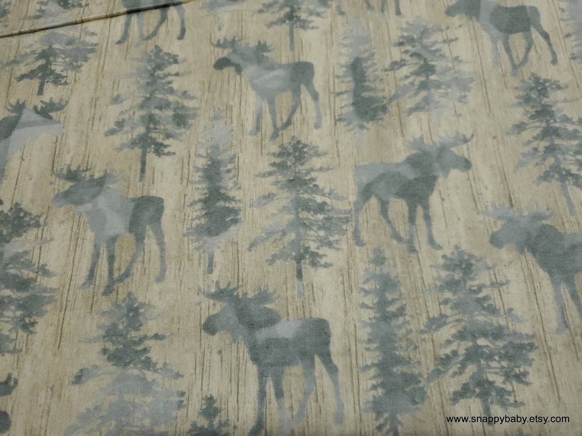Flannel Fabric - Textured Moose on Wood Panel - by the Yard - 100% ...
