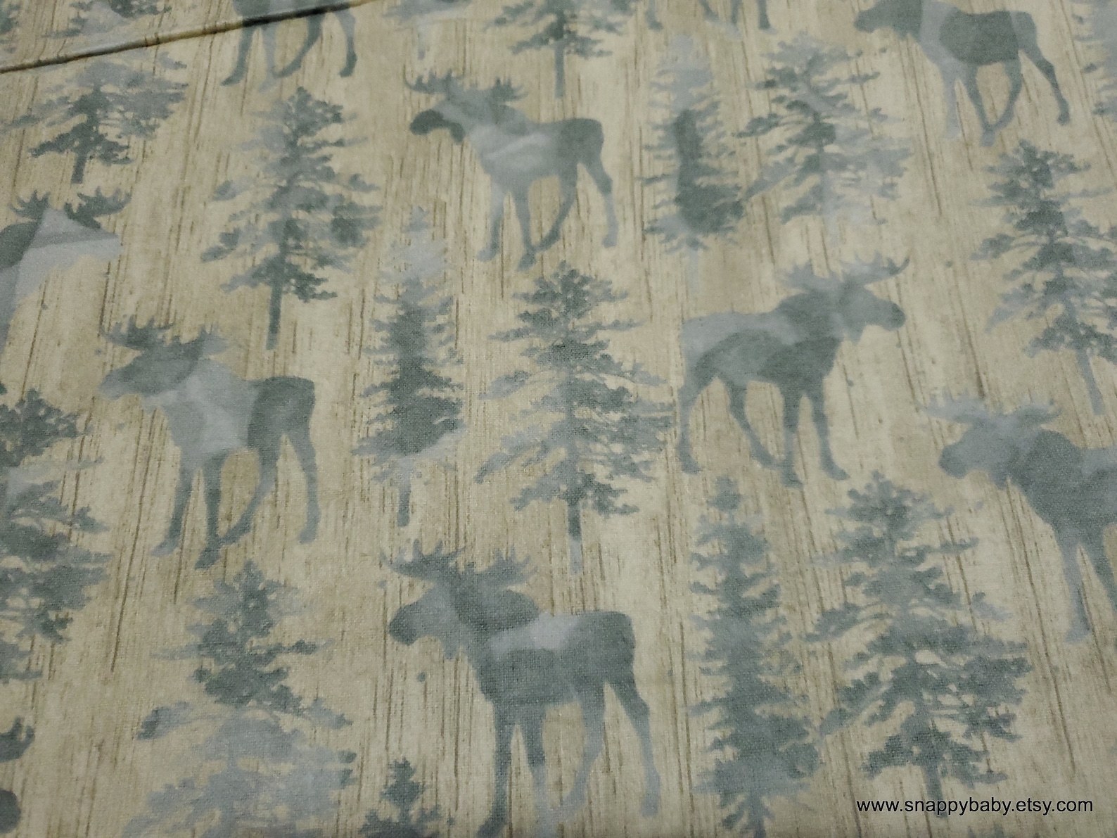 Flannel Fabric - Textured Moose on Wood Panel - by the Yard - 100% ...