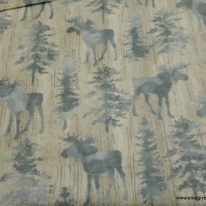 Flannel Fabric - Textured Moose on Wood Panel - by the Yard - 100% ...