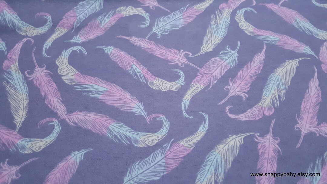Flannel Fabric - Pastel Feathers on Heather - by the Yard - 100% Cotton ...