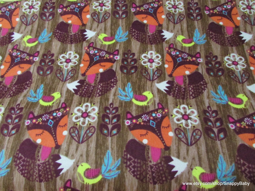 Flannel Fabric - Woodgrain Fox - by the Yard - 100% Cotton Flannel - Etsy