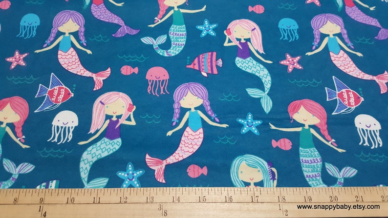 Flannel Fabric Mermaid Fun by the Yard 100% Cotton - Etsy