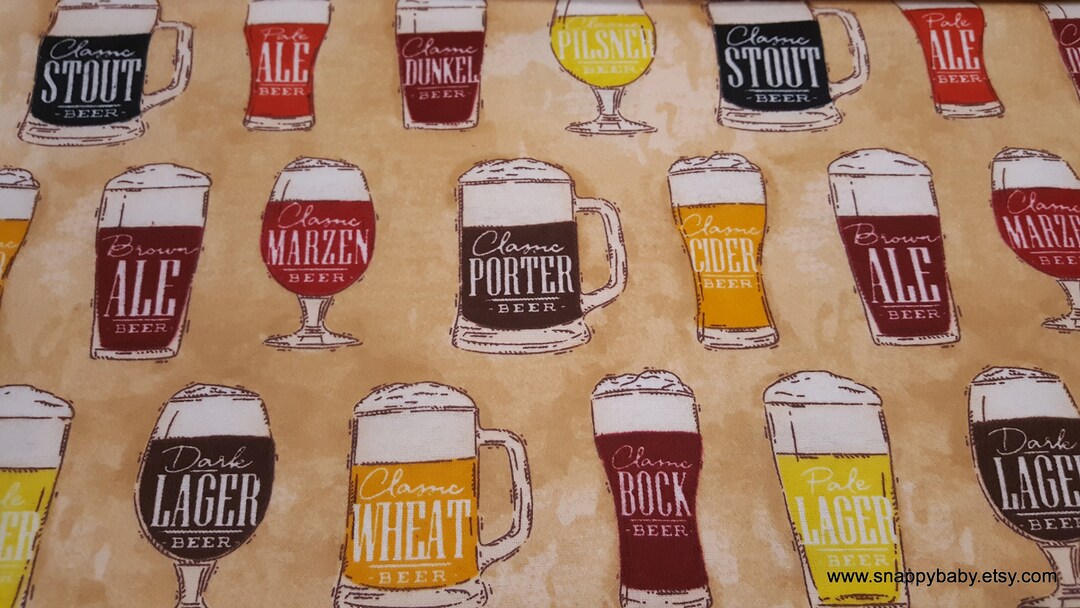 Flannel Fabric - Beer Varieties - by the Yard - 100% Cotton Flannel - Etsy