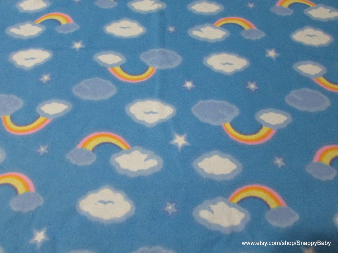 Flannel Fabric - Rainbows and Clouds - by the Yard - 100% Cotton ...