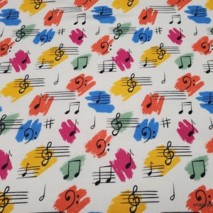 Flannel Fabric - Multi Color Music Notes - by the Yard - 100% Cotton ...
